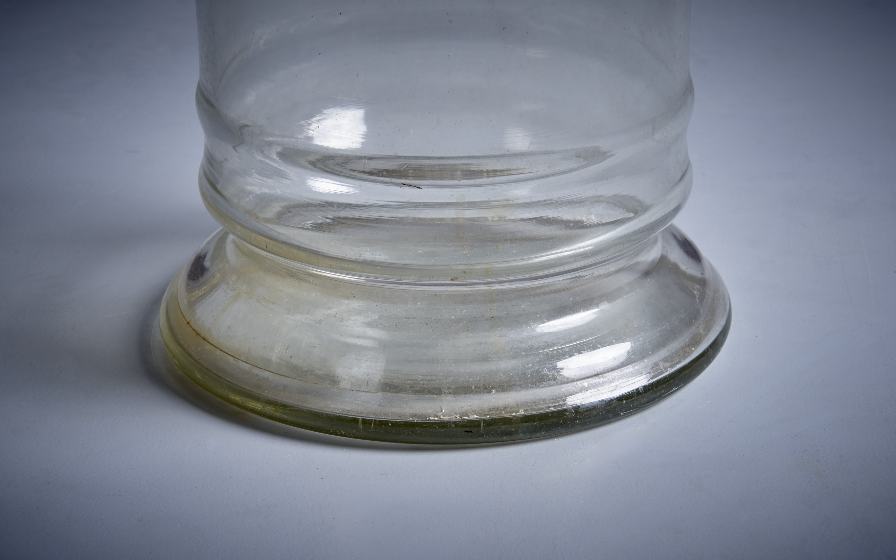 Large 1920s Glass Pillar with Delicate Engravings