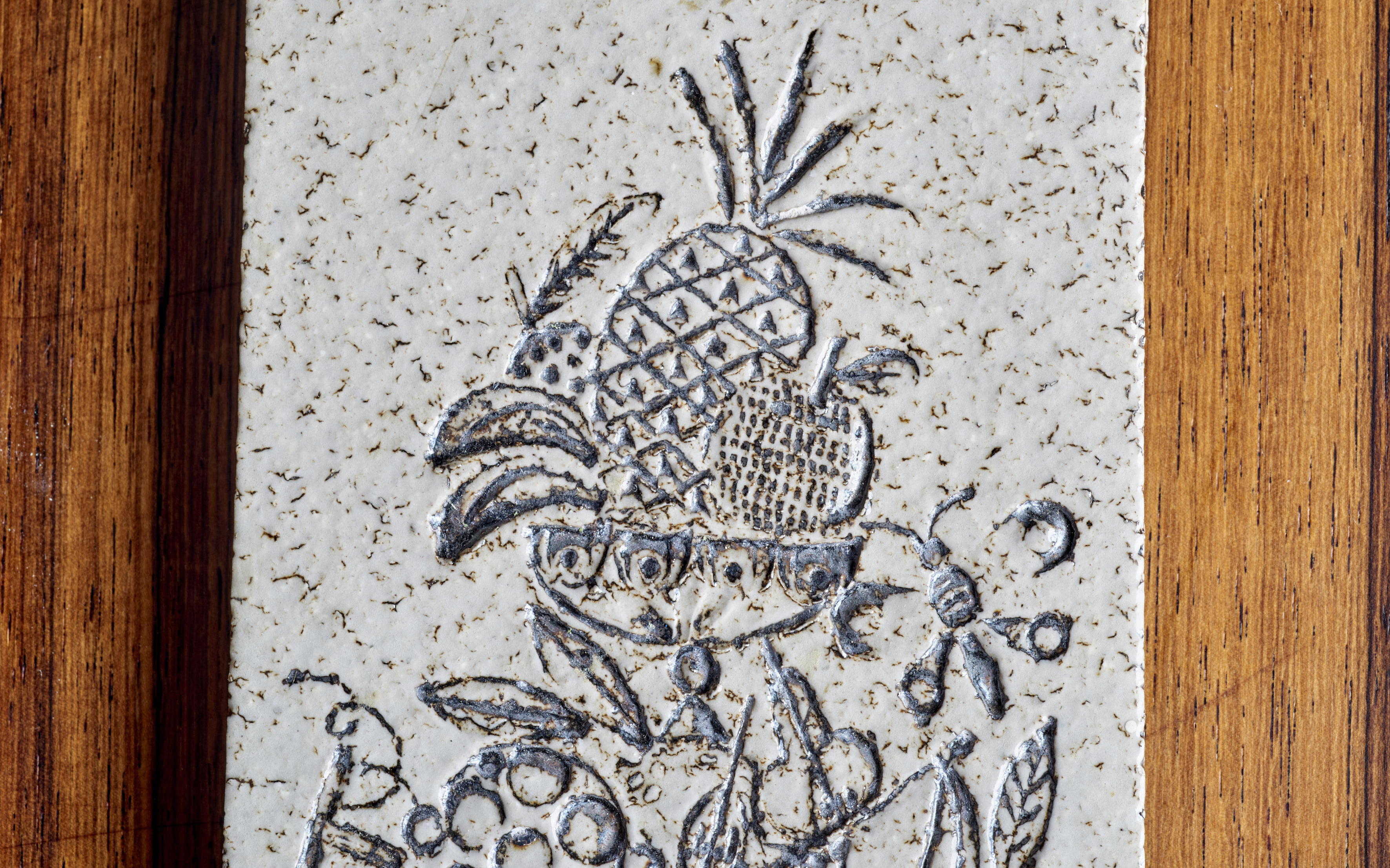 Roger Capron Set of 5 Blue Ceramic Tiles, Labeled