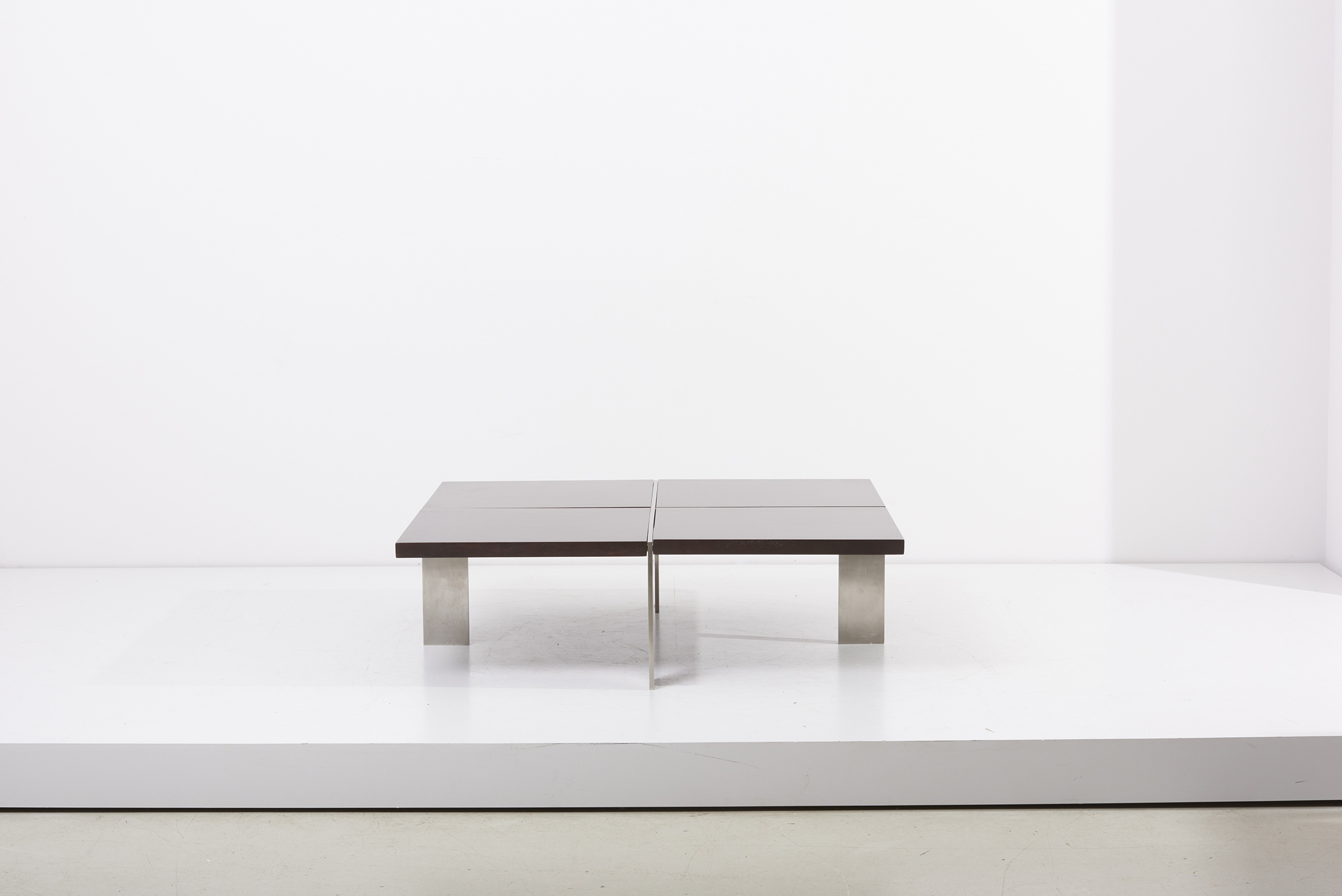 Architectural Coffee Table in Steel and Wood