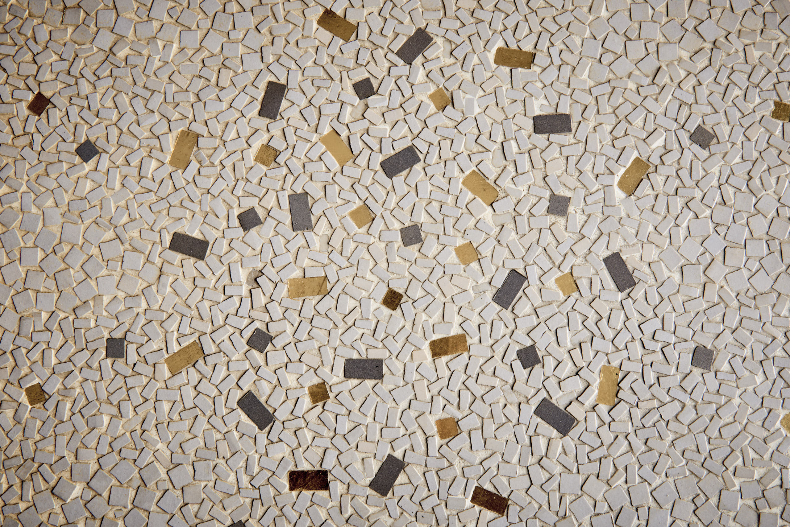 Round Mosaic Coffee Table by Berthold Müller with brass rim