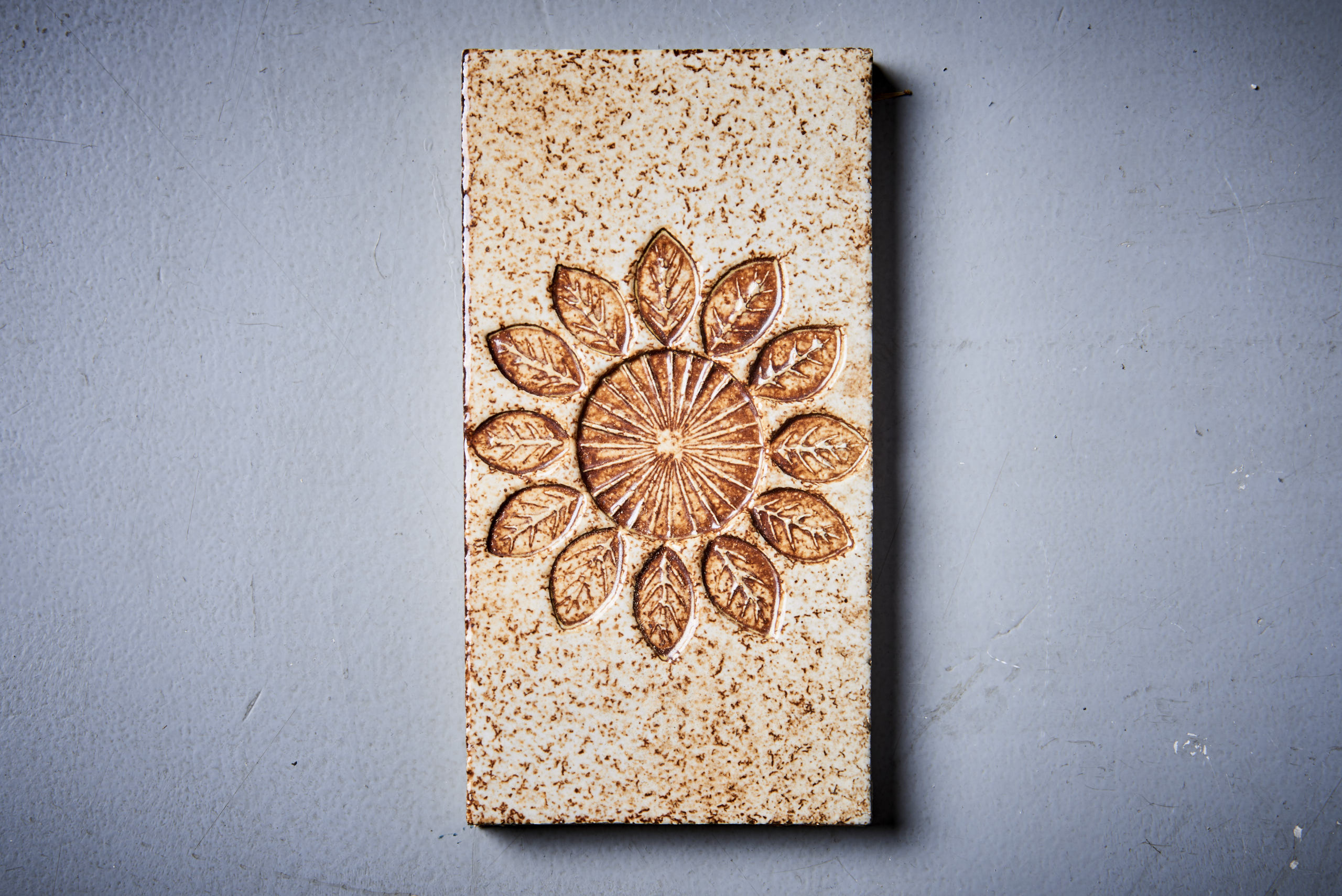 Roger Capron Ceramic Tiles with sun/leaves decor rectangular size