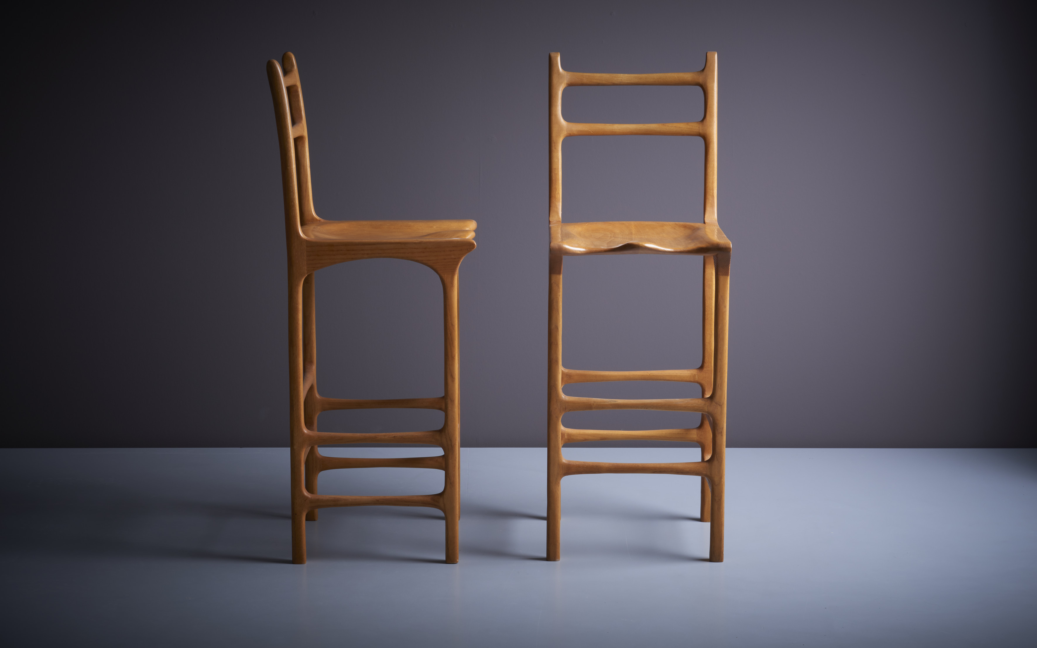 Pair of Tall Back Studio Bar Stools