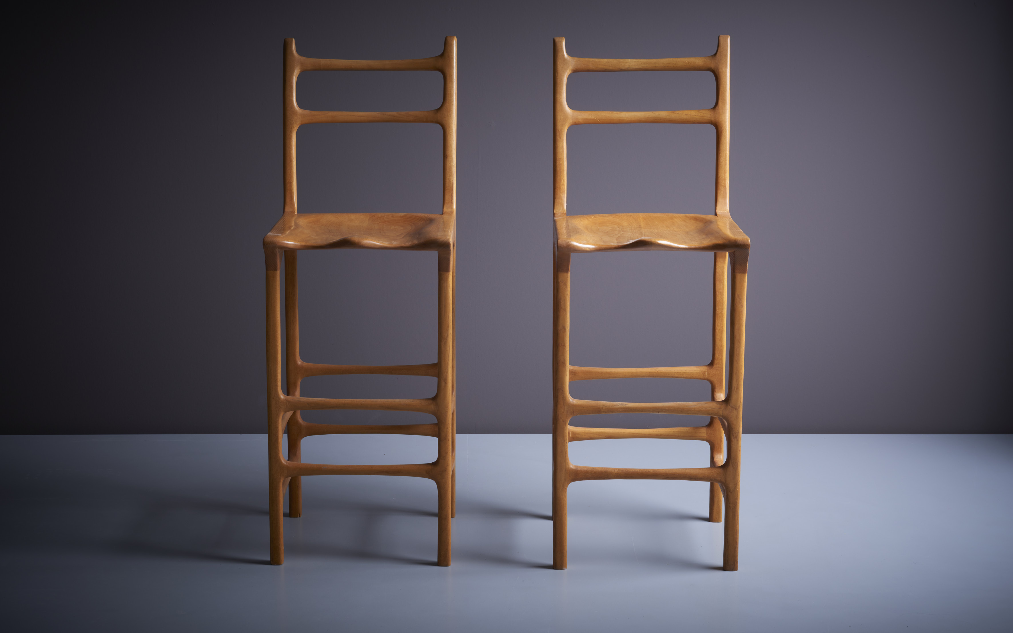 Pair of Tall Back Studio Bar Stools