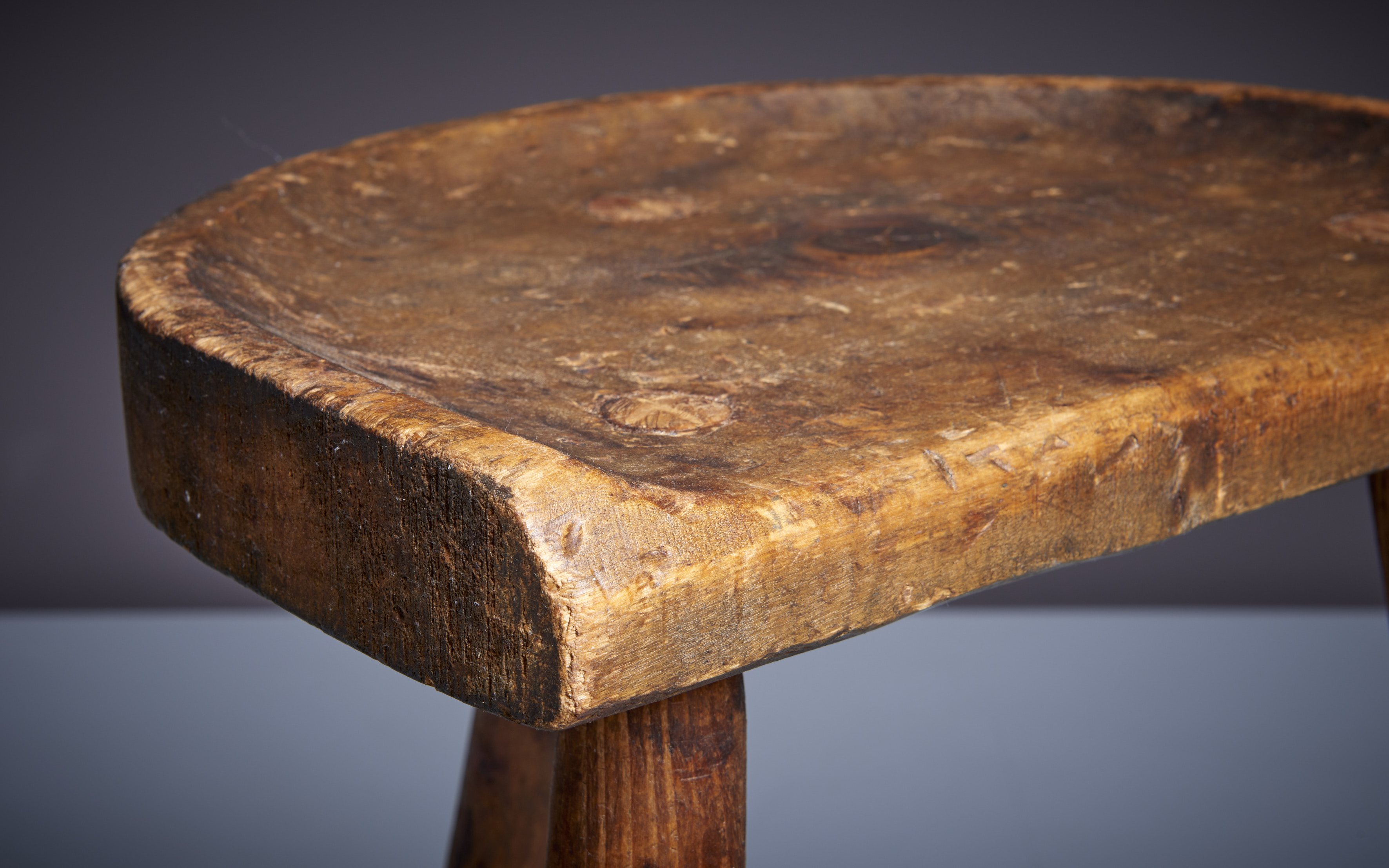 Antique Black Forest Farmers Tripod Stool 19th Century in Pine Wood