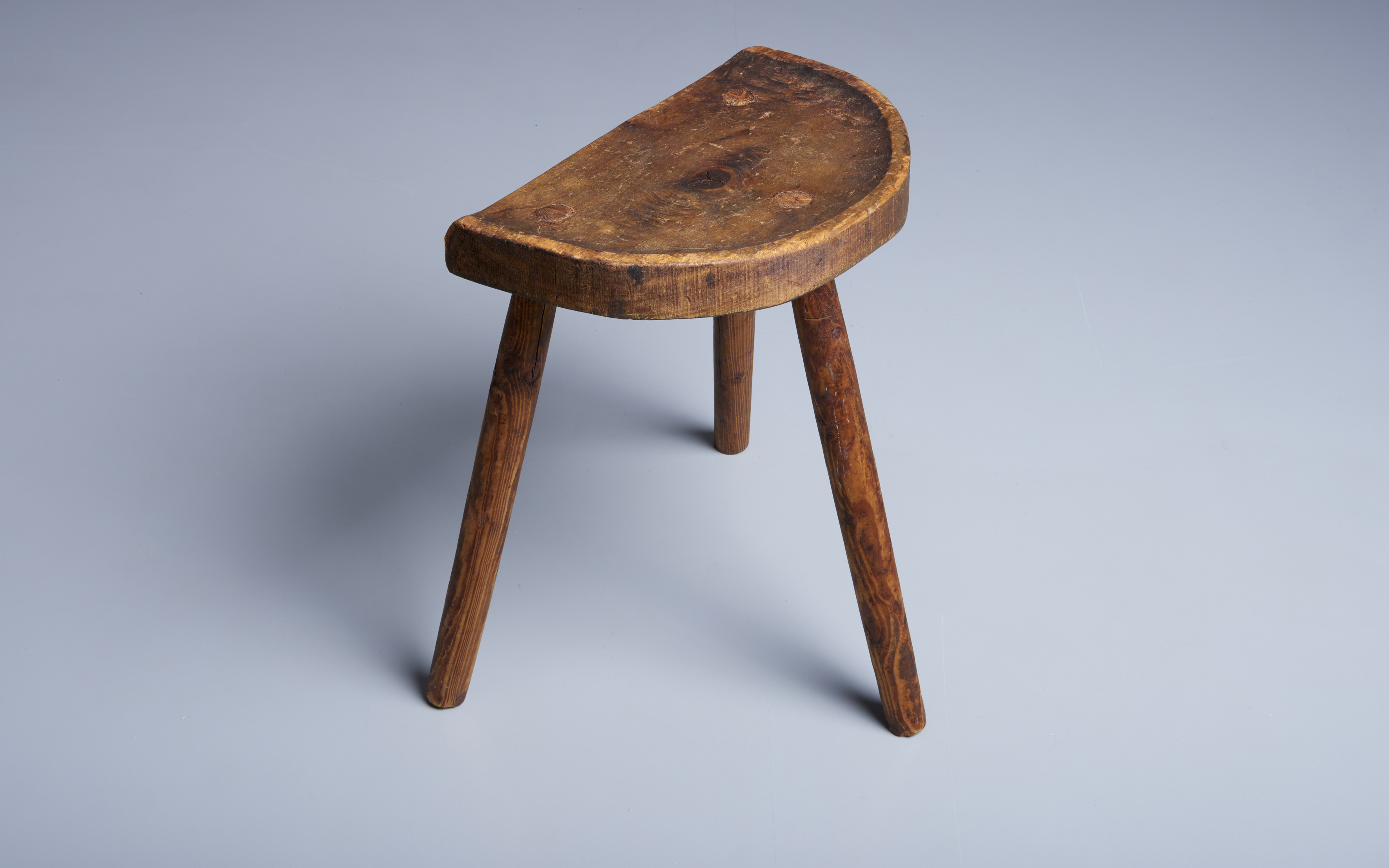 Antique Black Forest Farmers Tripod Stool 19th Century in Pine Wood
