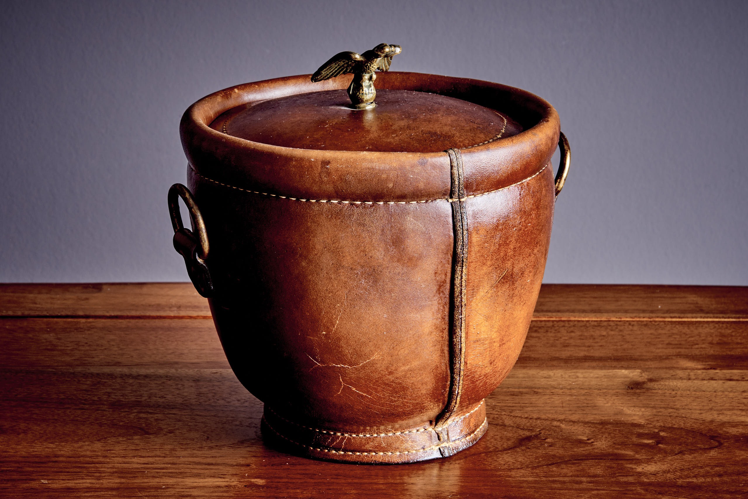 Leather Ice Bucket with Eagle shaped Handle