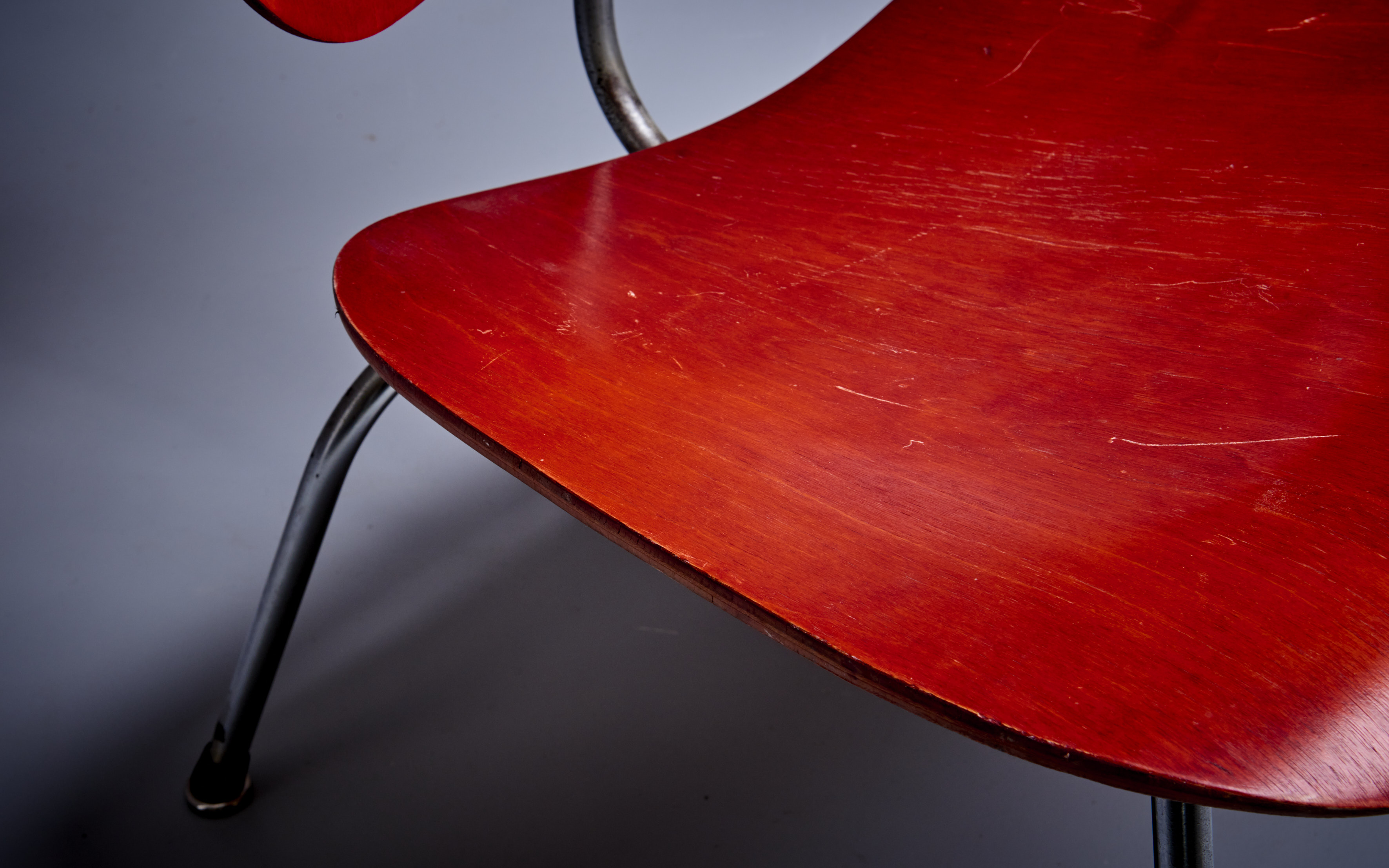 LCM Chair in Aniline Red by Charles Eames for Herman Miller