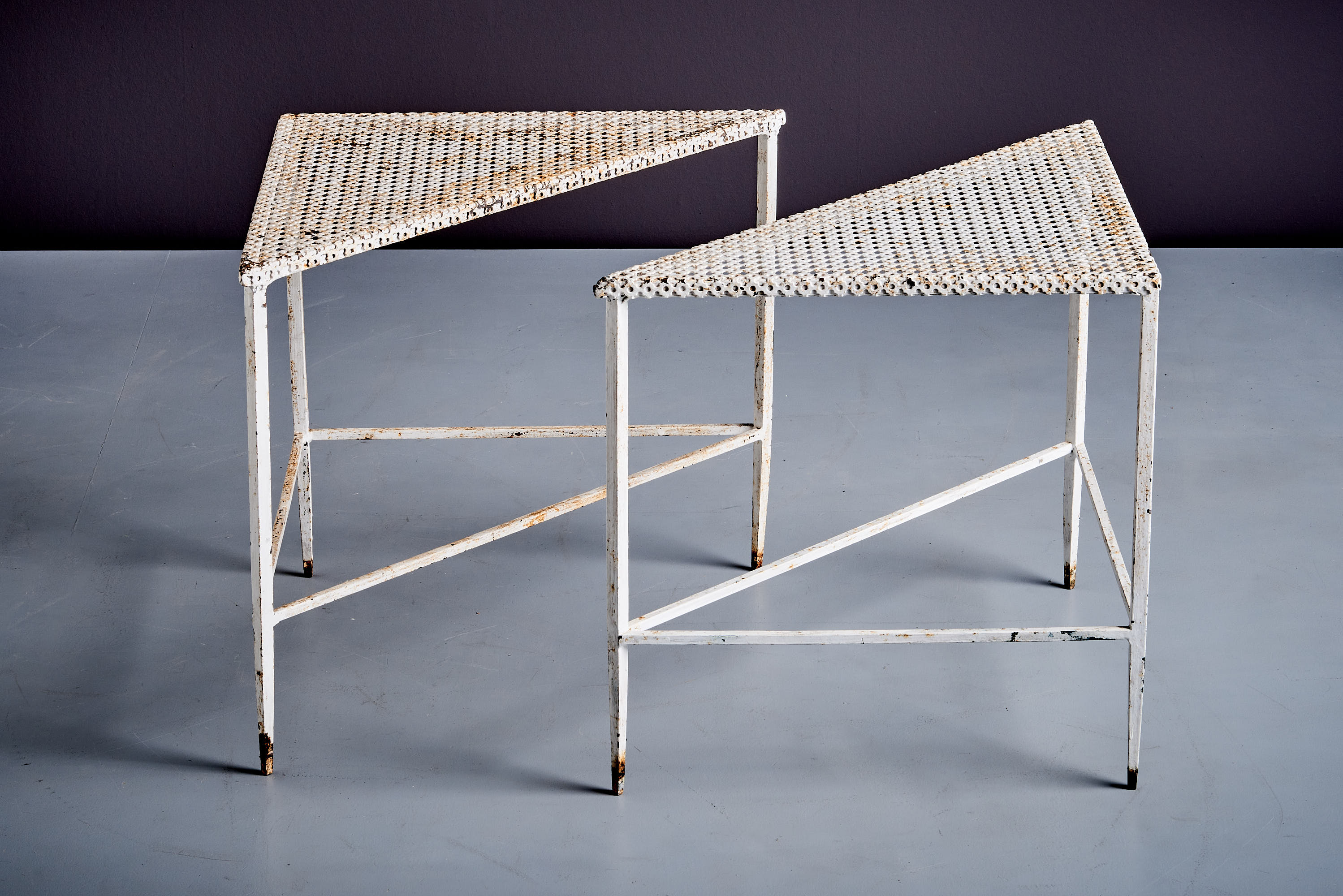 Pair of Triangular Side Tables by Mathieu Matégot