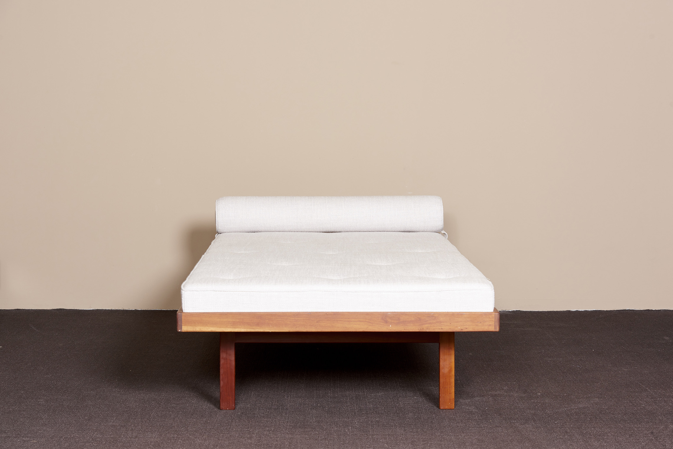 1 of 2 American studio Walnut Frame Daybeds in Mark Alexander fabric