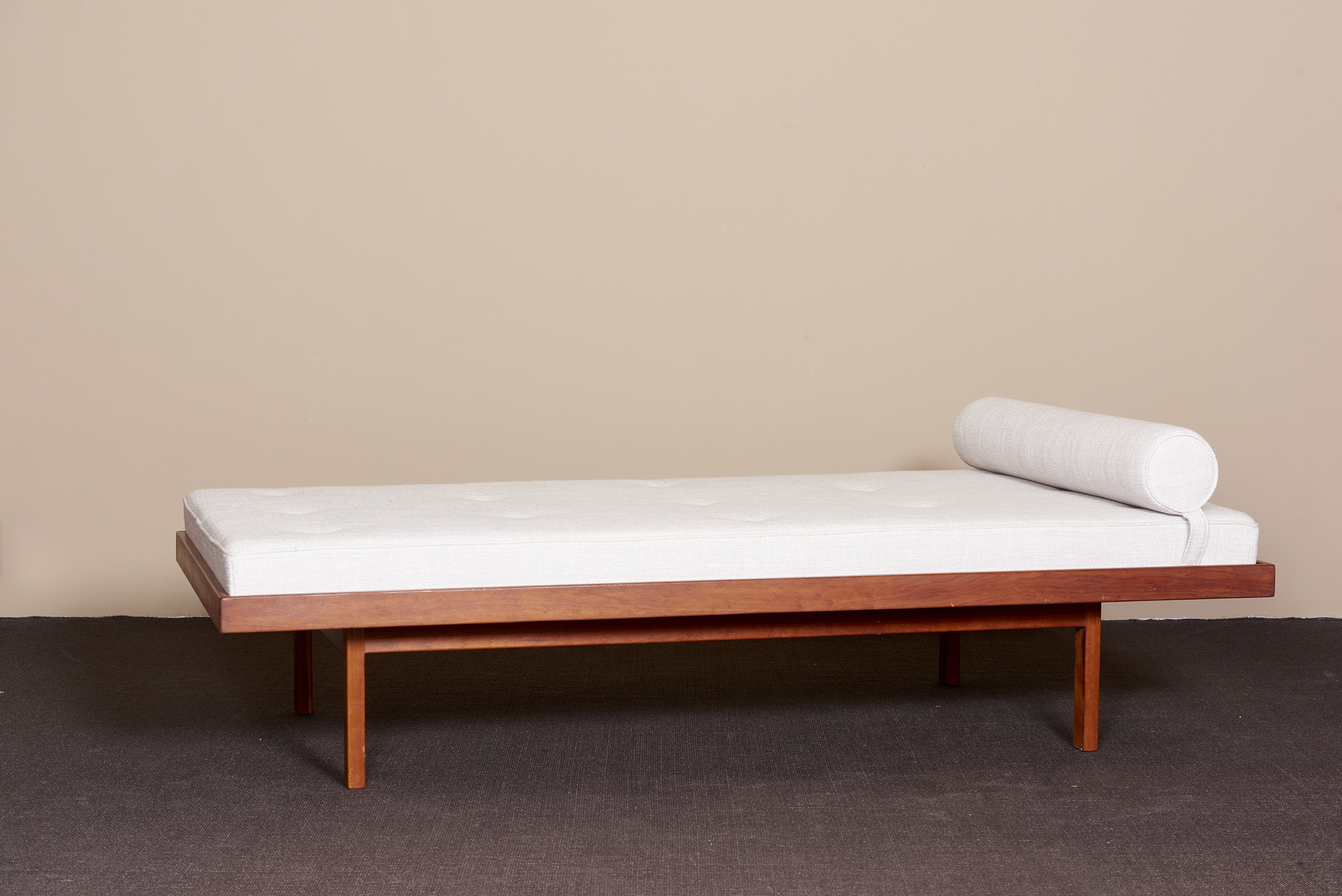 1 of 2 American studio Walnut Frame Daybeds in Mark Alexander fabric