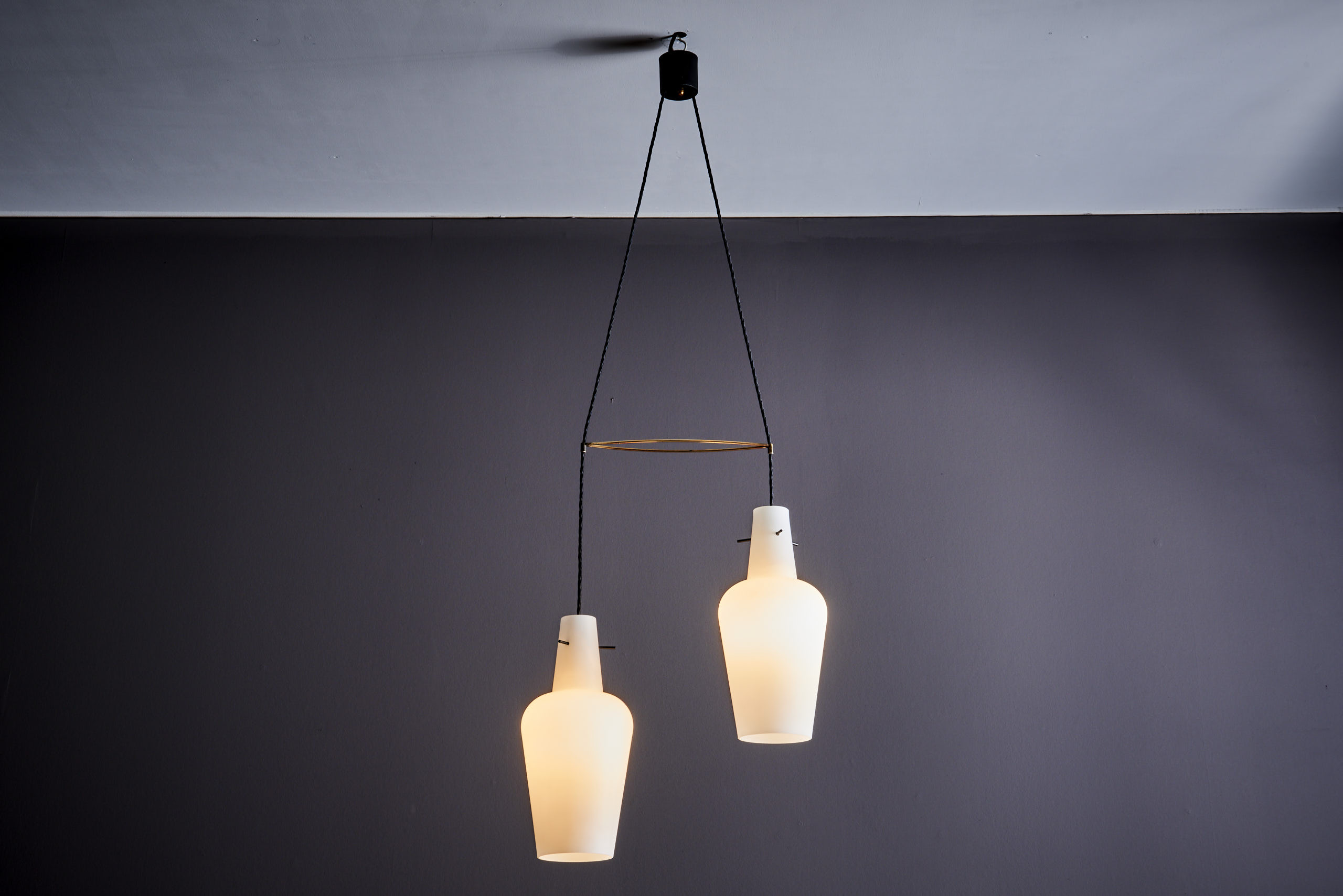 Italian Pendant Light with two glass shades