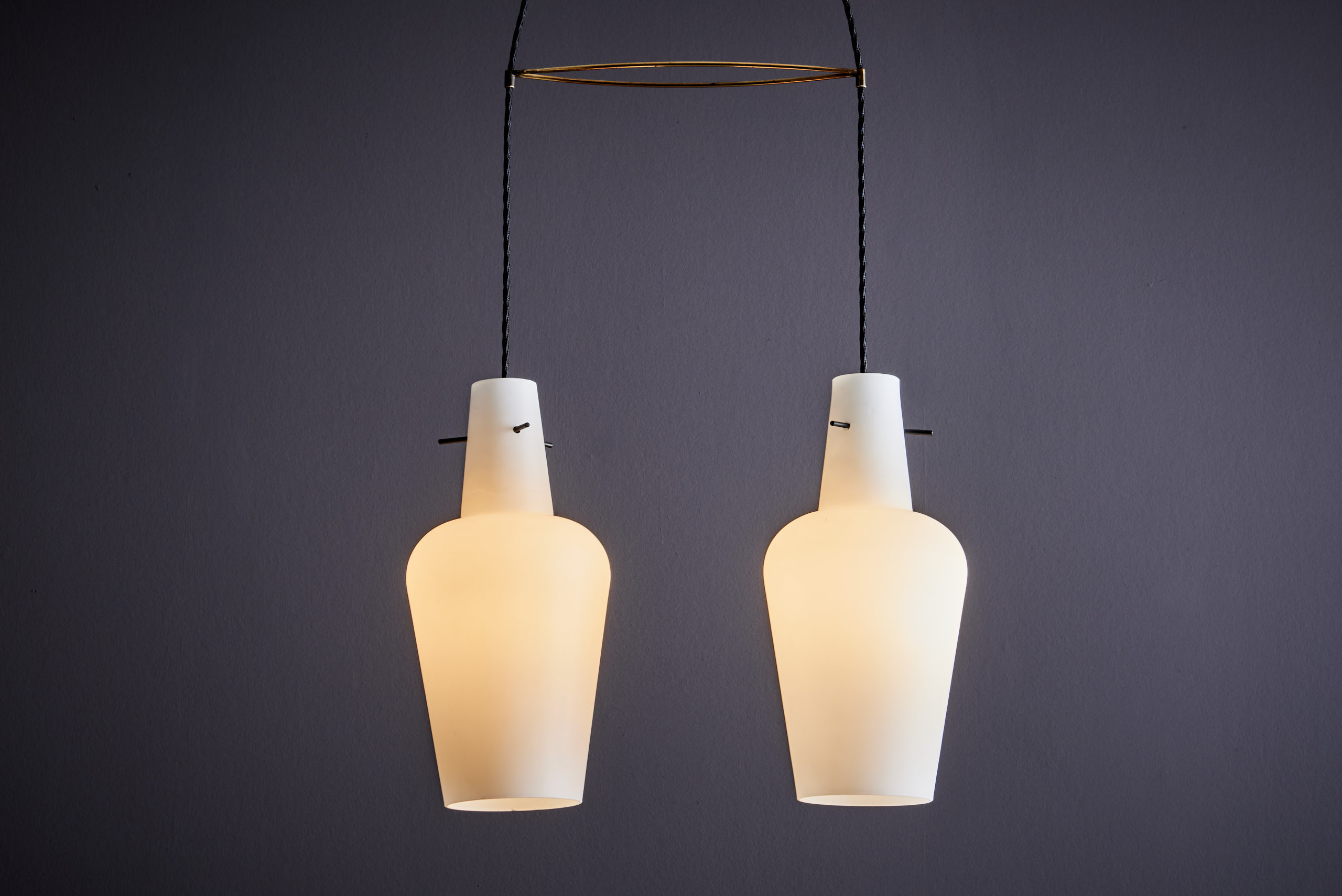 Italian Pendant Light with two glass shades