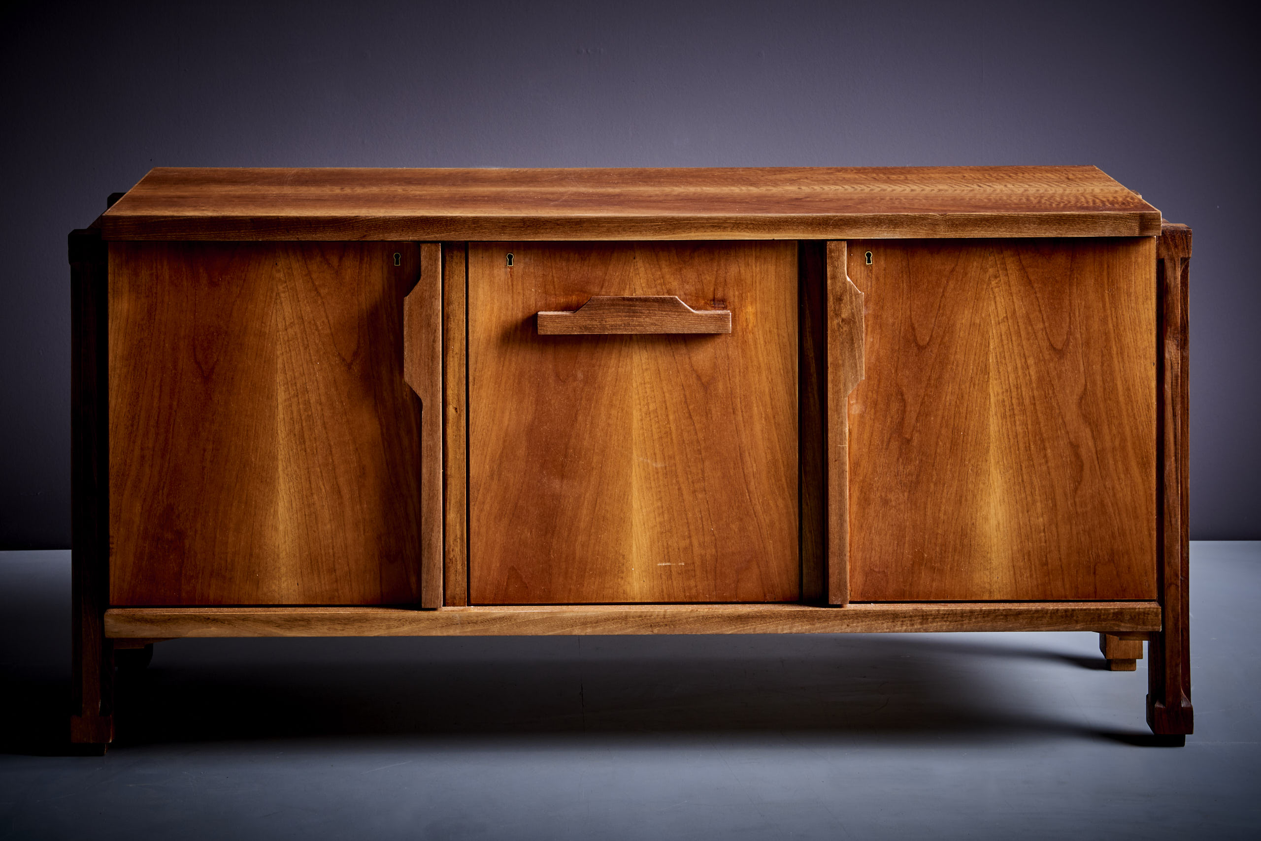 1950s Italian constructivism Walnut studio sideboard or credenza