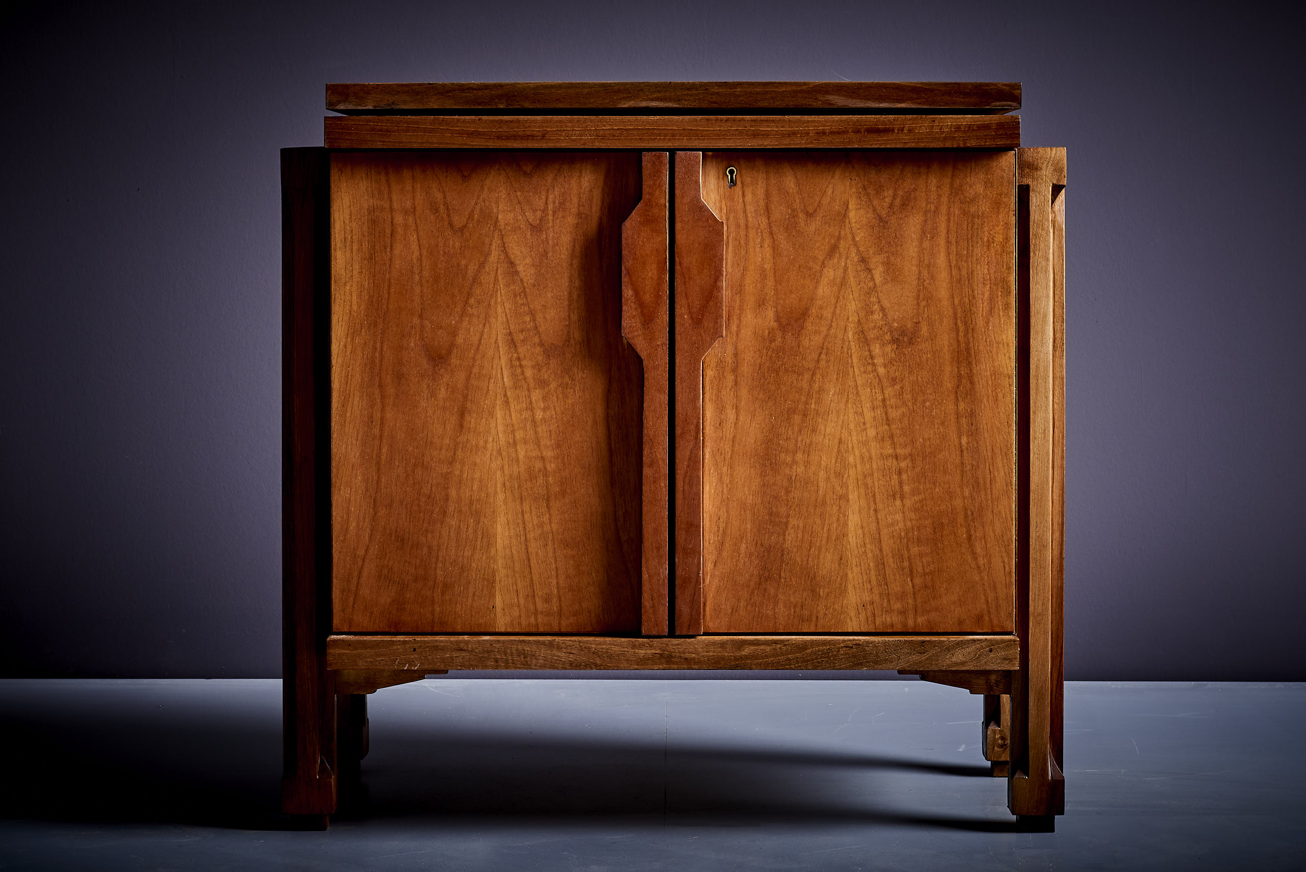 1950s Italian constructivism studio sideboard or credenza made in walnut