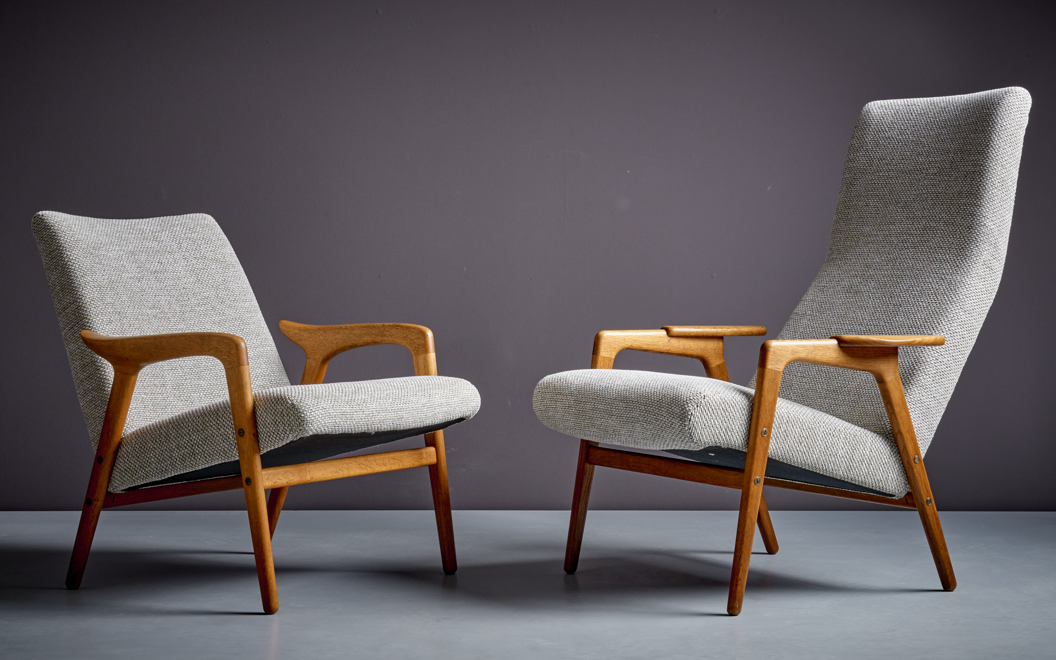 Pair of Newly Upholstered Yngve Ekström 'Lästo' and 'Ruster' Lounge Chairs